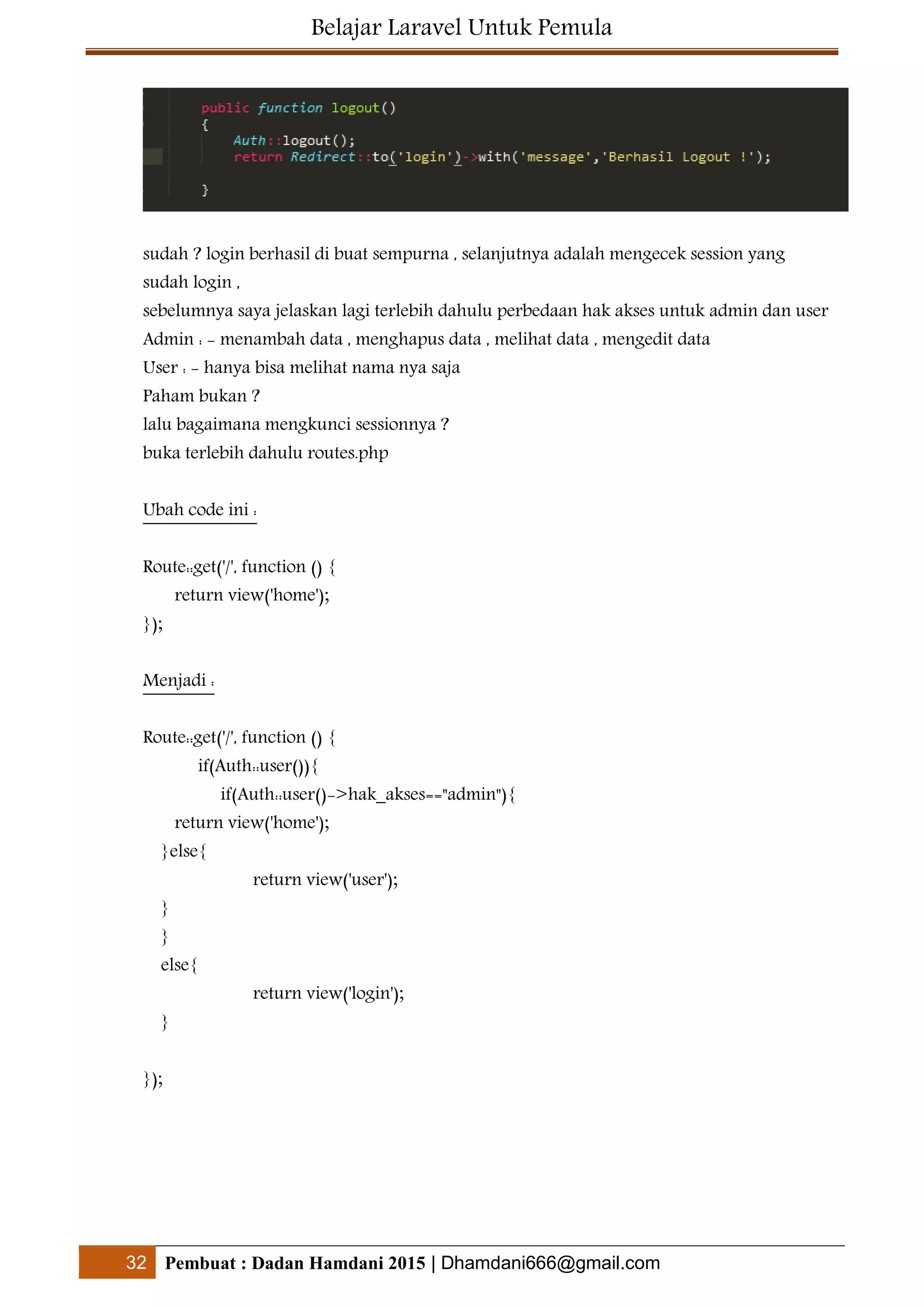 Belajar laravel untuk pemula | PDF