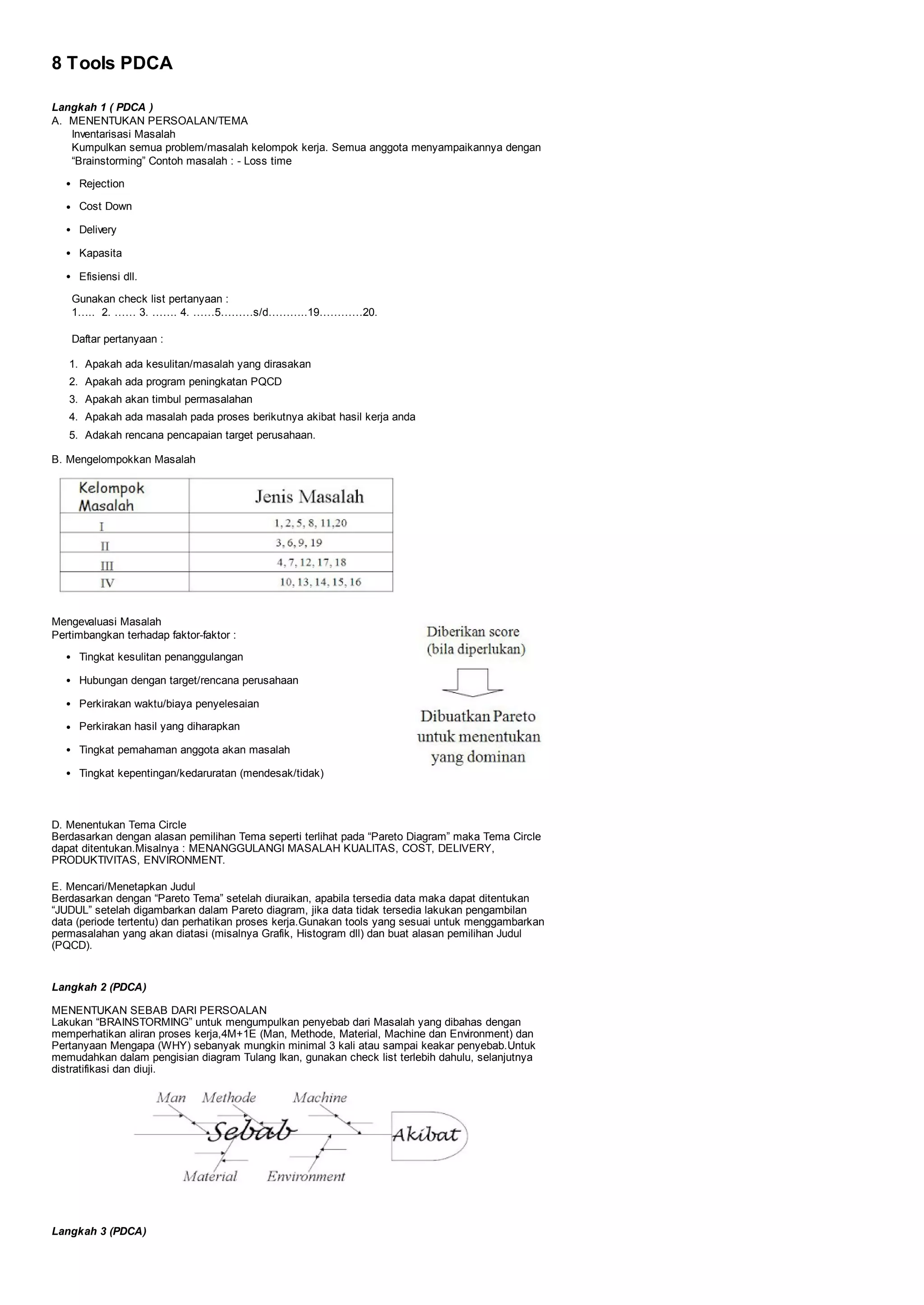 Belajar machining manufacture 8 tools pdca | PDF