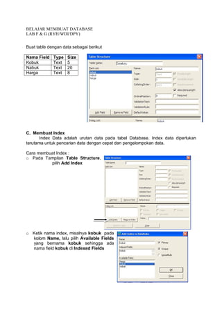 BELAJAR MEMBUAT DATABASE MICROSOFT VISUAL BASIC 6.0 | PDF