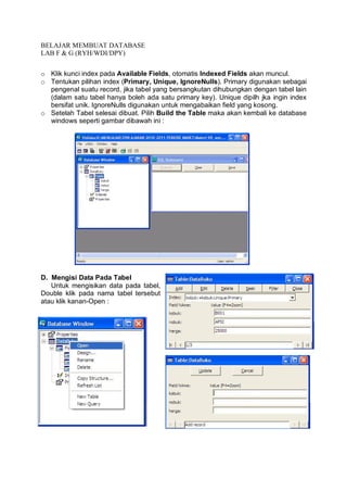 BELAJAR MEMBUAT DATABASE MICROSOFT VISUAL BASIC 6.0 | PDF