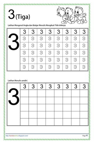 BELAJAR MENGENAL dan MENULIS ANGKA 123 | PDF