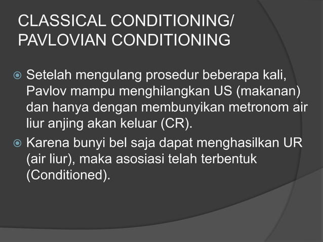 Belajar Menurut Classical Conditioning | PPTX