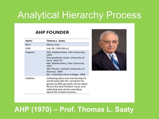 Belajar metode Analytical Hierarchy Process (AHP) | PPTX