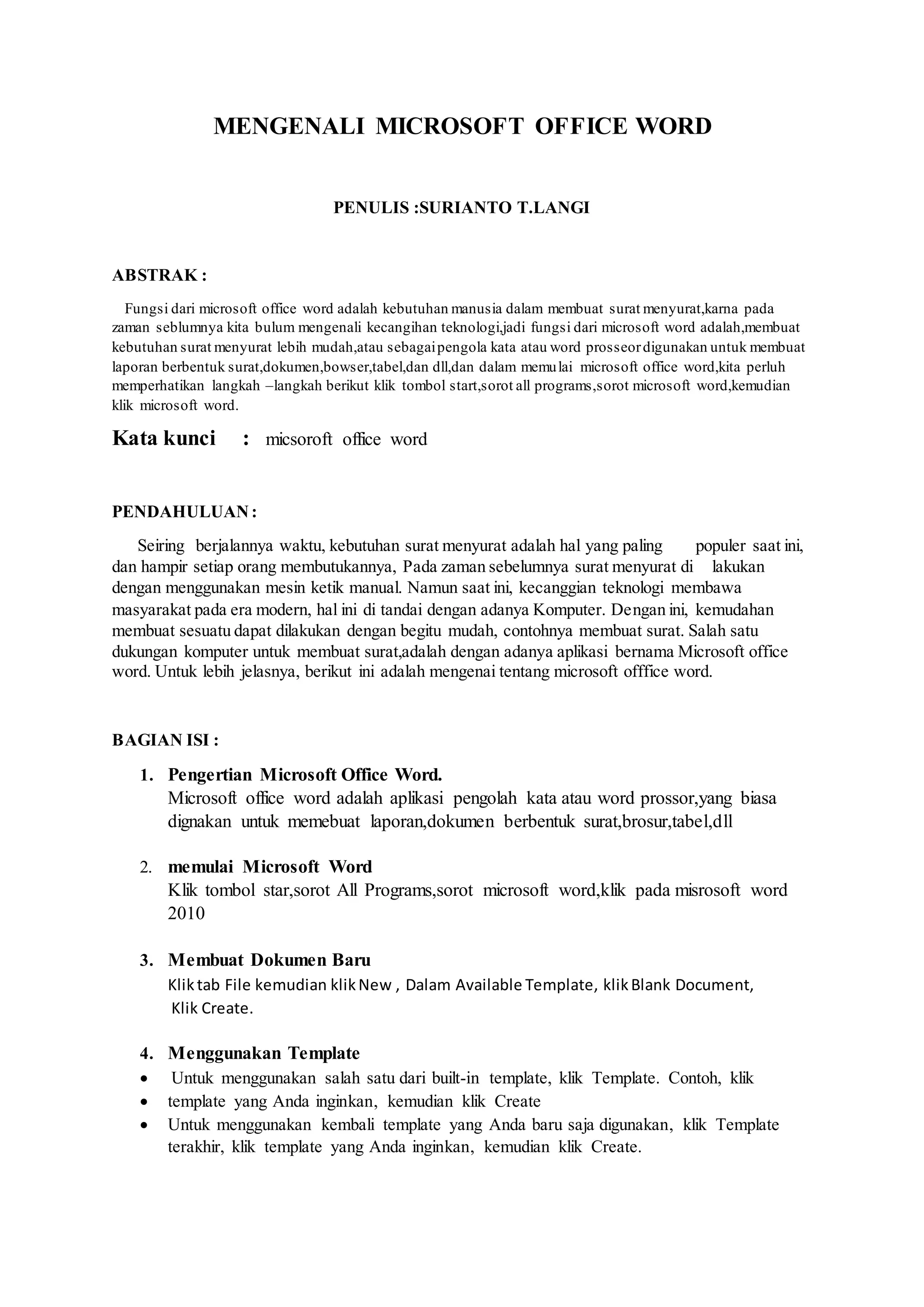 Belajar microsoft office word | DOCX