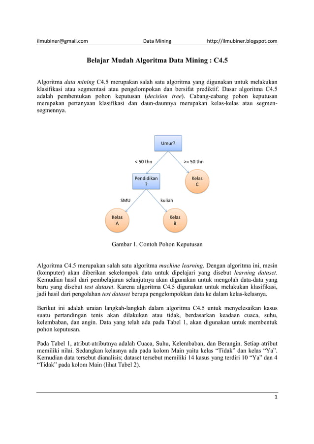Belajar mudah algoritma data mining c4.5 | PDF