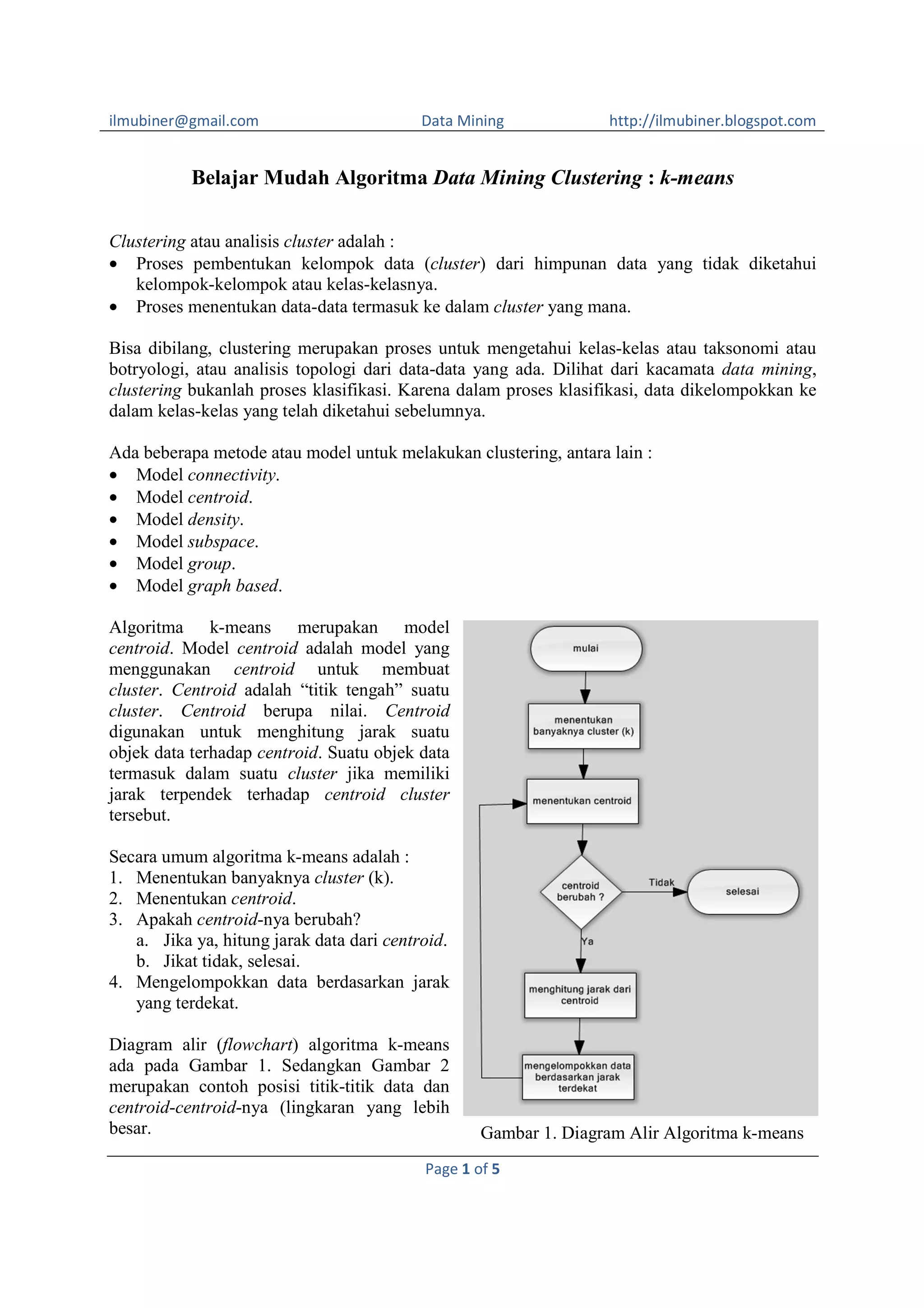 Belajar mudah algoritma data mining k means | PDF