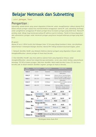 Belajar netmask dan subnetting dam masang fiber optic | PDF