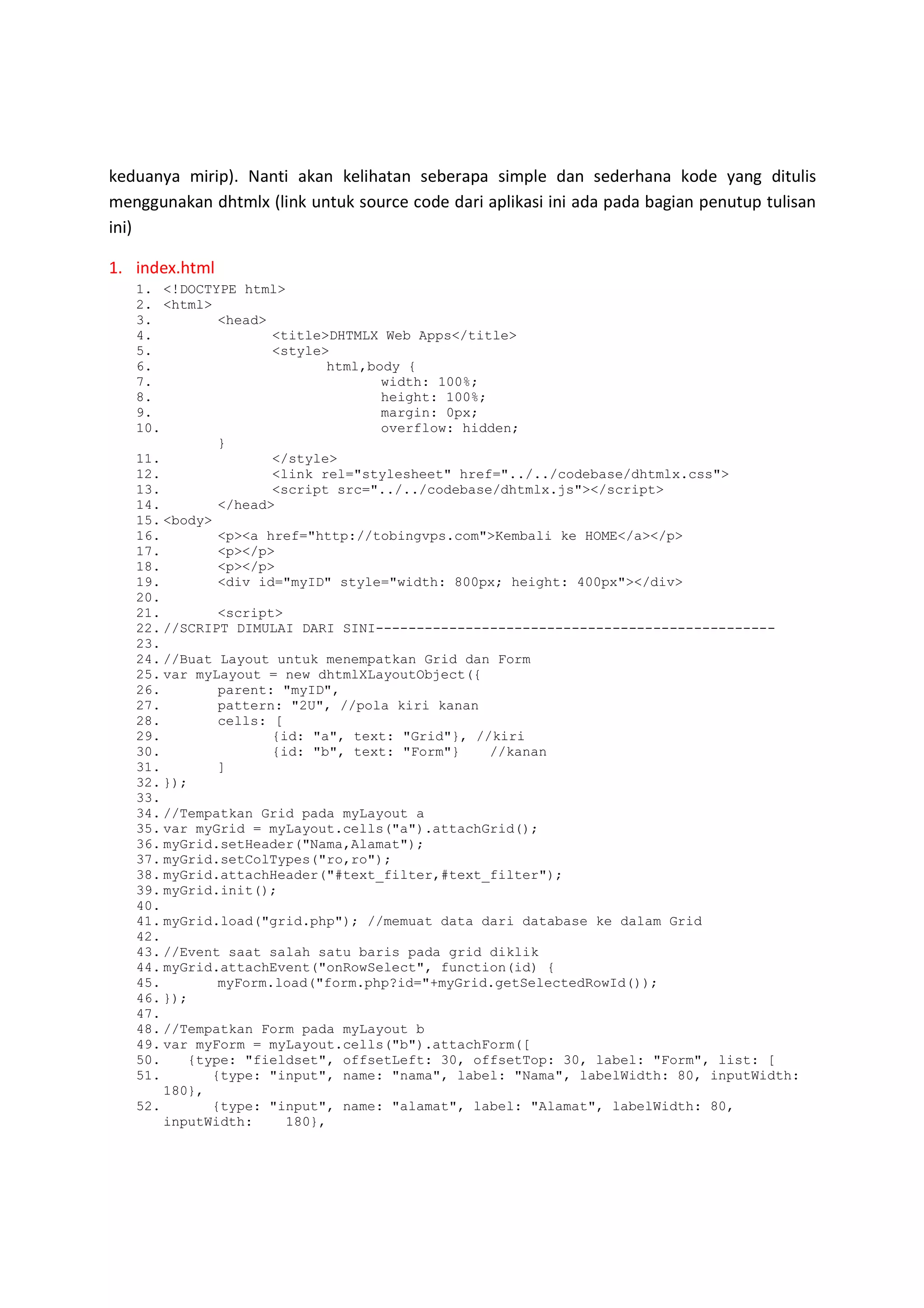 Belajar pemrograman berbasis web menggunakan dhtmlx 2 | PDF