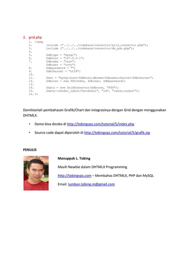 Belajar pemrograman berbasis web php dhtmlx part 5 grafik | PDF
