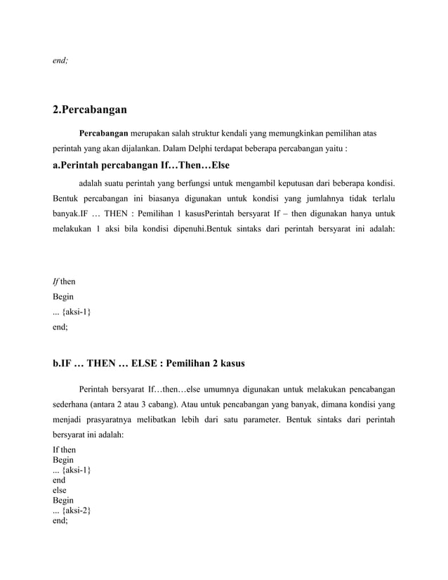 Belajar perulangan di delphi 7 | PDF