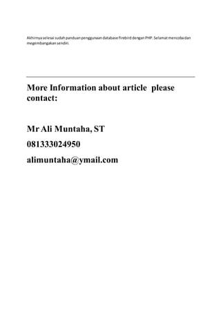 Belajar php dengan database firebird | DOCX | Databases | Computer Software and Applications
