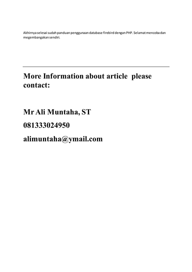 Belajar php dengan database firebird | PDF