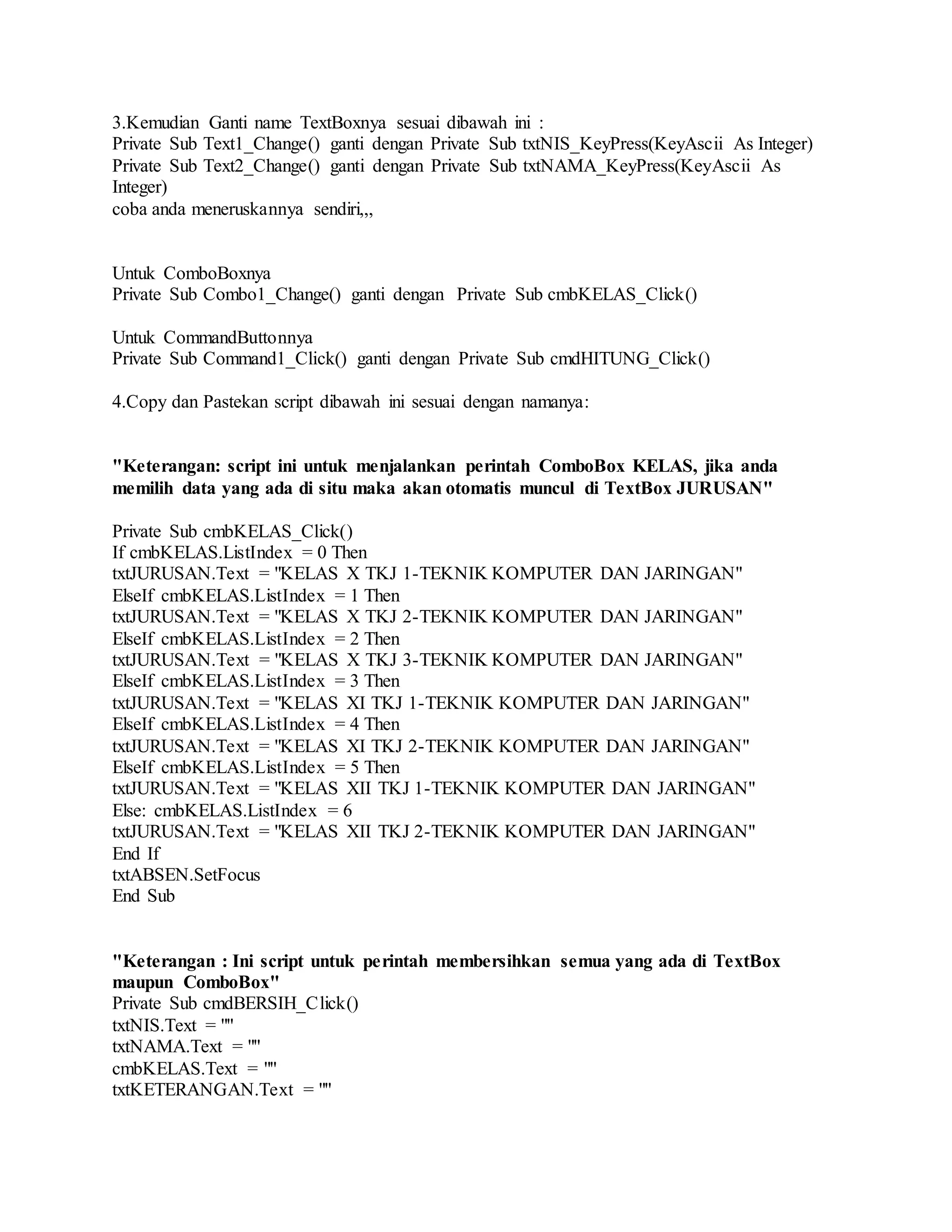Belajar program nilai siswa visual basic 6 | DOCX