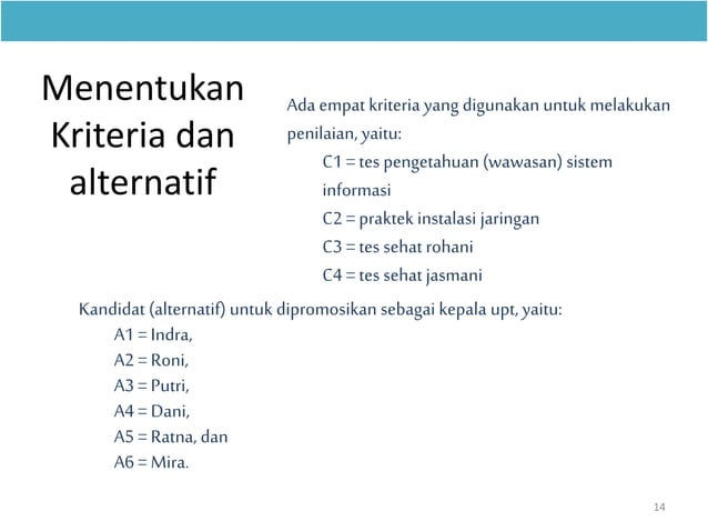 Metode Simple Additive Weighting (SAW) dan Rank Order Centroid (ROC) | PPTX