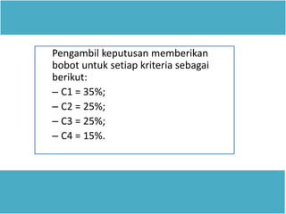 Metode Simple Additive Weighting (SAW) dan Rank Order Centroid (ROC) | PPTX