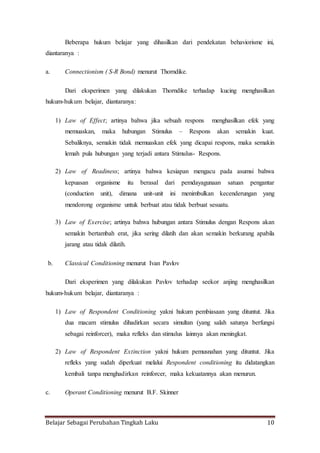 Belajar Sebagai Perubahan Tingkah Laku (Makalah Belajar dan Pembelajaran) | DOCX