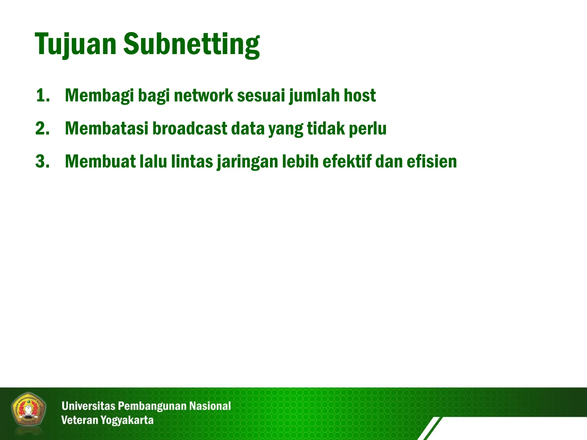 belajar Subnetting pada jaringan besar dan kecil | PPTX