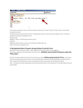 Belajar vba excel | DOCX