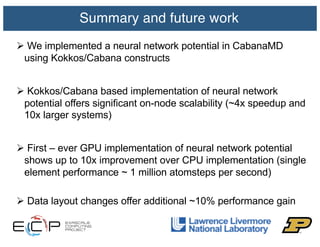 Implementing a neural network potential for exascale molecular dynamics ...