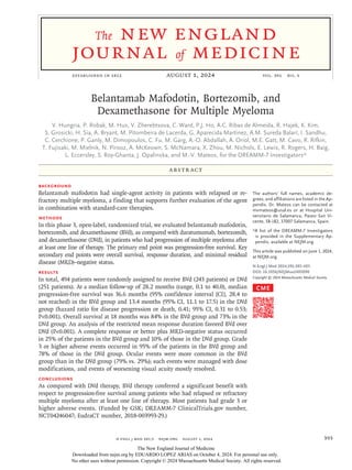 Belantamab Mafodotin-Bortezomib and Dexamethasone for Multiple Myeloma - NEJM.pdf