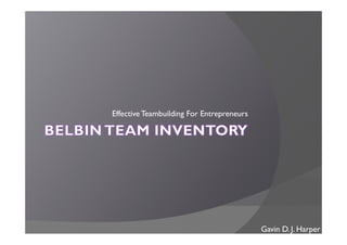 Belbin Team Roles / Inventory | PDF | Business and Finance