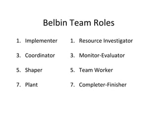 Belbin Team Roles | PPT