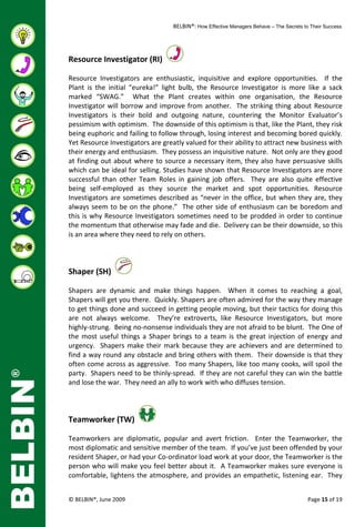 Belbin Team Roles | PDF