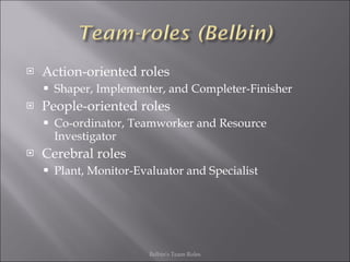Belbin & Woodcocks Analysis Of Team Development | PPT