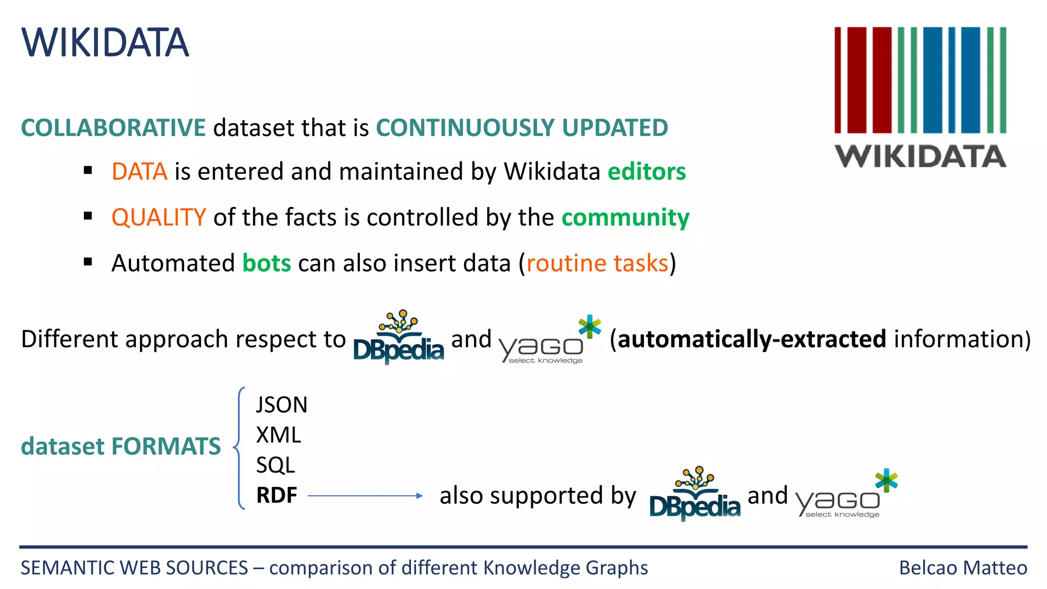 SEMANTIC WEB SOURCES – comparison of open-source Knowledge Graphs | PPT