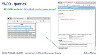 SEMANTIC WEB SOURCES – comparison of open-source Knowledge Graphs | PPT