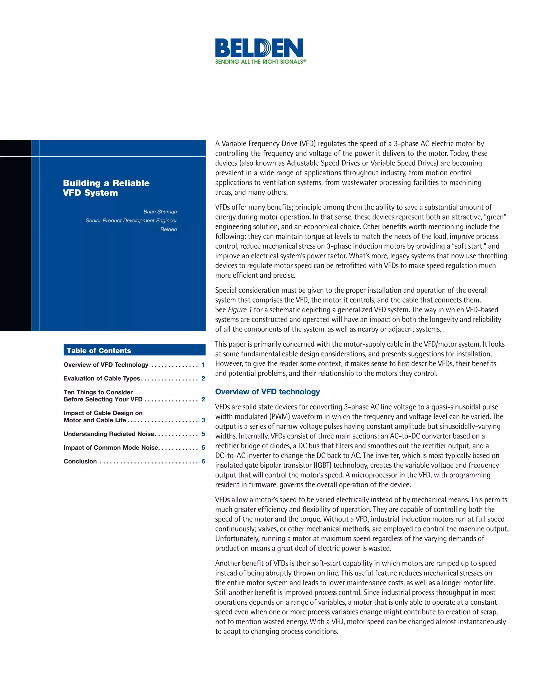 Belden Variable Frequency Drive (VFD) White Paper | PDF
