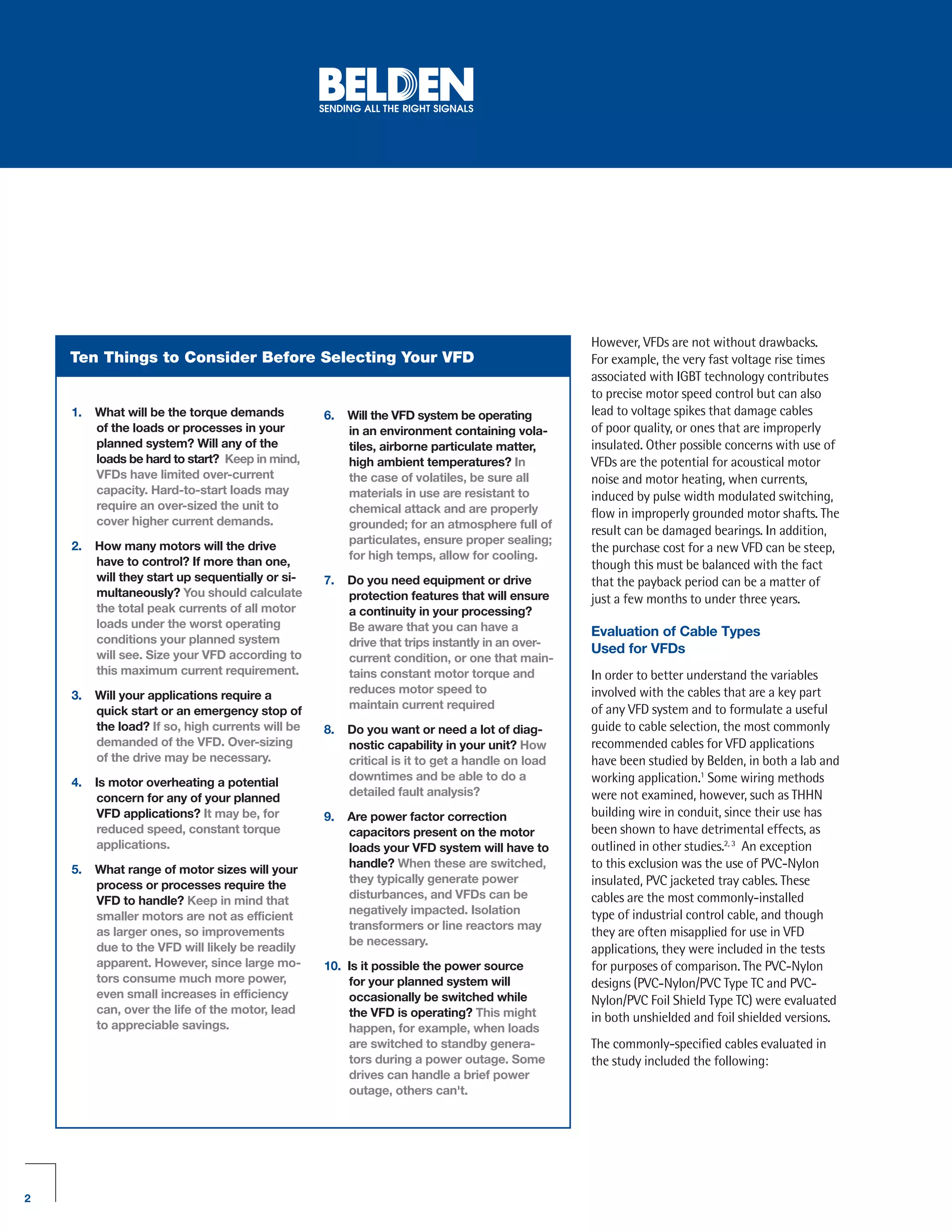 Belden Variable Frequency Drive (VFD) White Paper | PDF