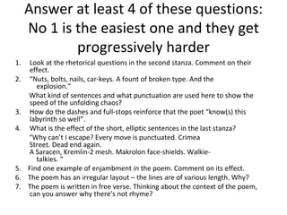 Poem with enjambment dashes and exclamation points - prfity