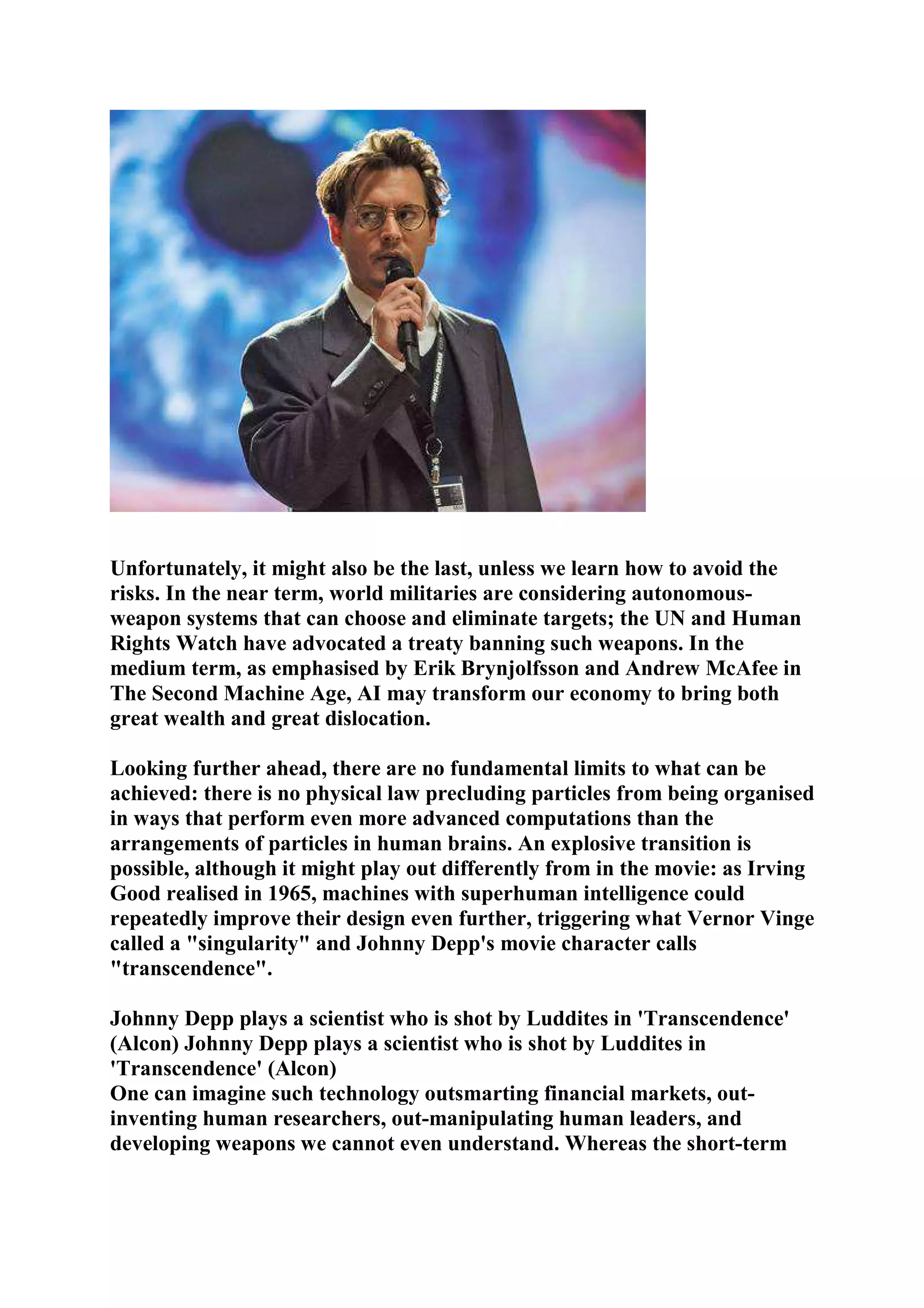 Stephen Hawking: 'Transcendence looks at the implications of artificial ...