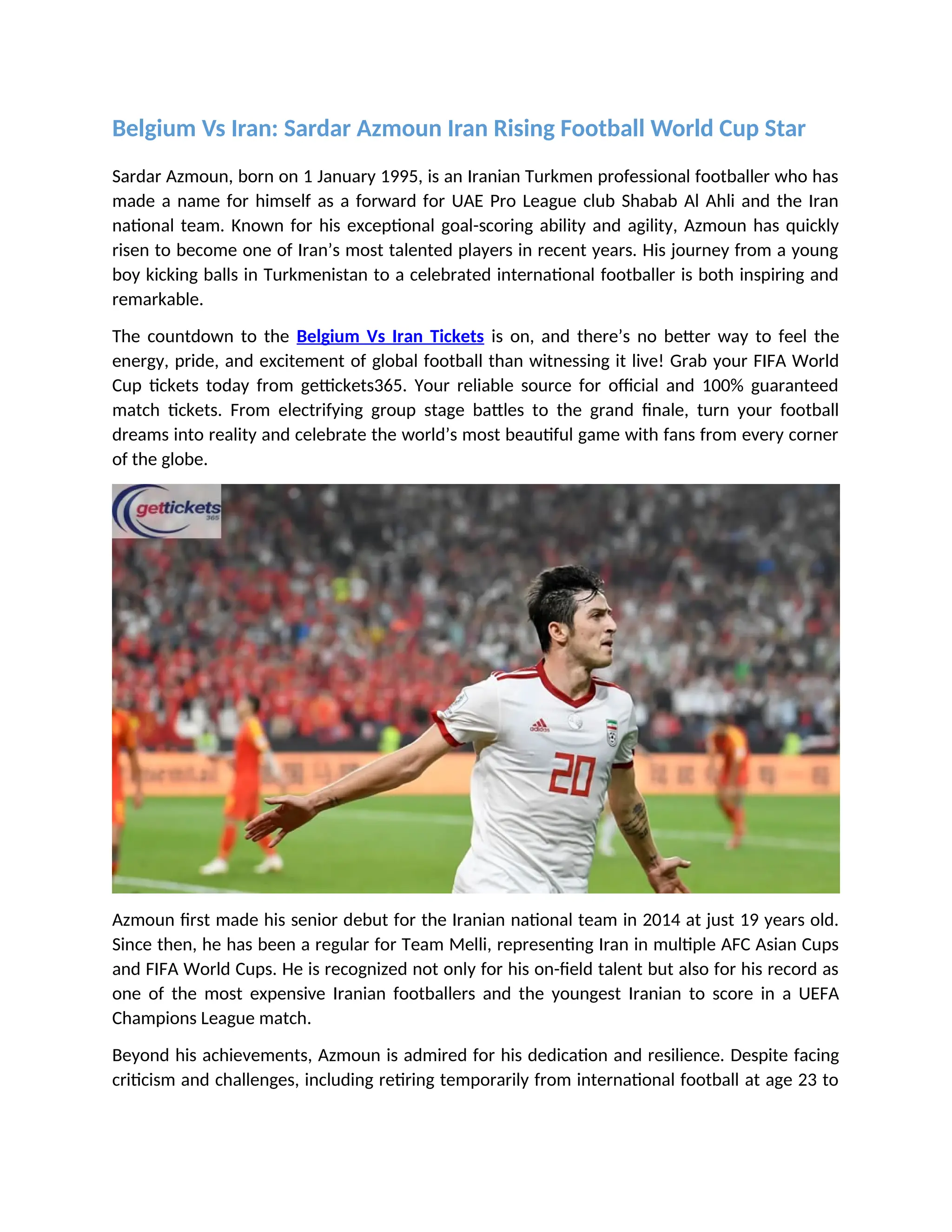 Belgium Vs Iran Sardar Azmoun Iran Rising Football World Cup Star.docx