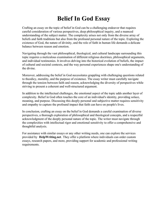 Belief In God Essay.pdf | Christianity | Religion & Spirituality
