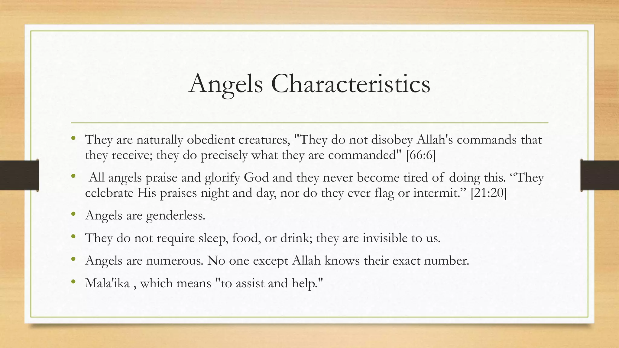 Belief on angels, prophets, books, Akhirat | PPTX