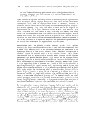 English medium instruction: Beliefs and attitudes of university ...