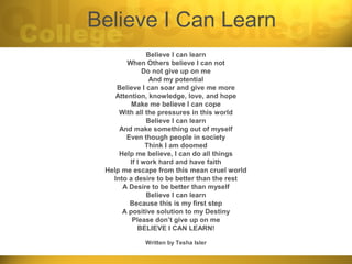 Believe I Can Learn | PPT