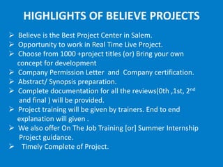 Salem MBA projects | PPTX