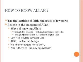 Believing in Allah- First pillar of Islam | PPTX