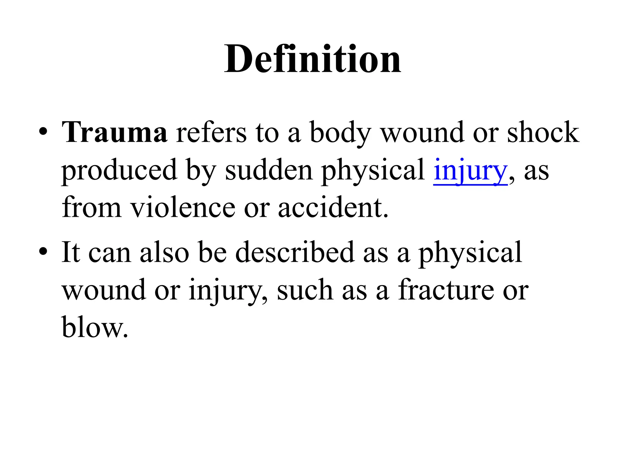 Trauma,types of trauma ,and the complications | PDF