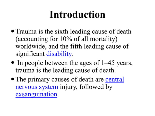 Trauma,types of trauma ,and the complications | PDF | First Aid | Injuries