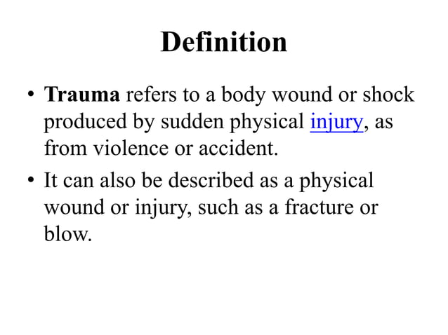 Trauma,types of trauma ,and the complications | PDF | First Aid | Injuries