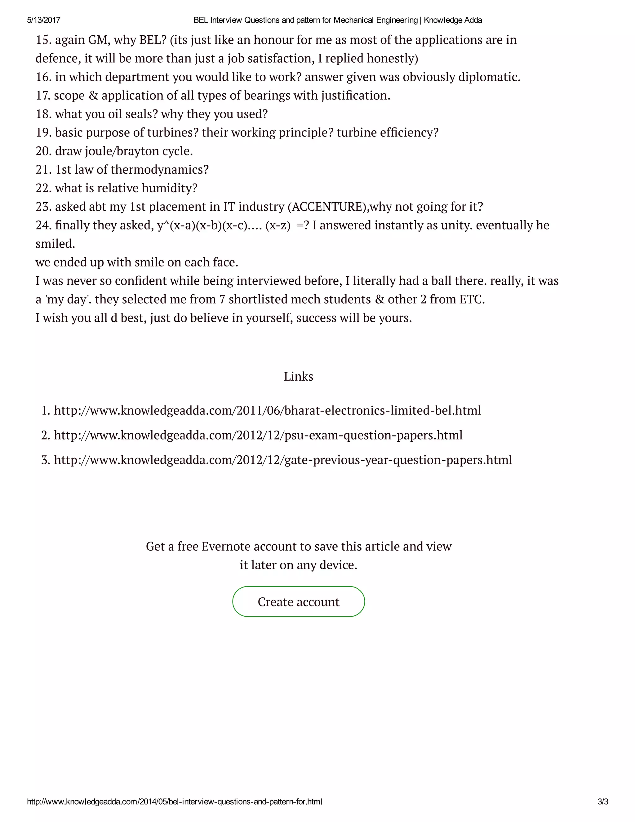 Bel interview questions and pattern for mechanical engineering ...