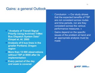 Transit Signalisation Priority (TSP) - A New Approach to Calculate Gains | PPT