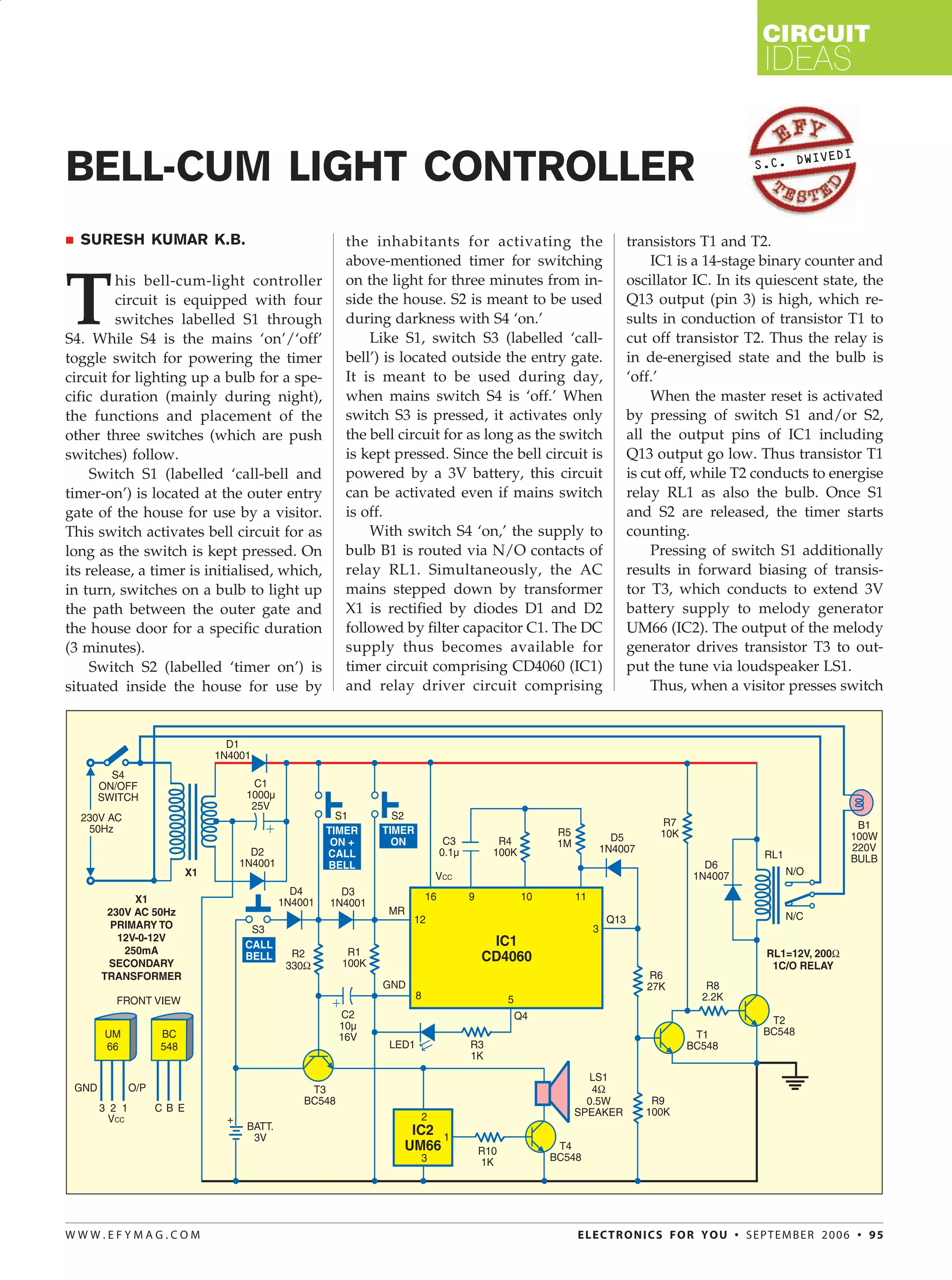 Bell cum light controller | PDF