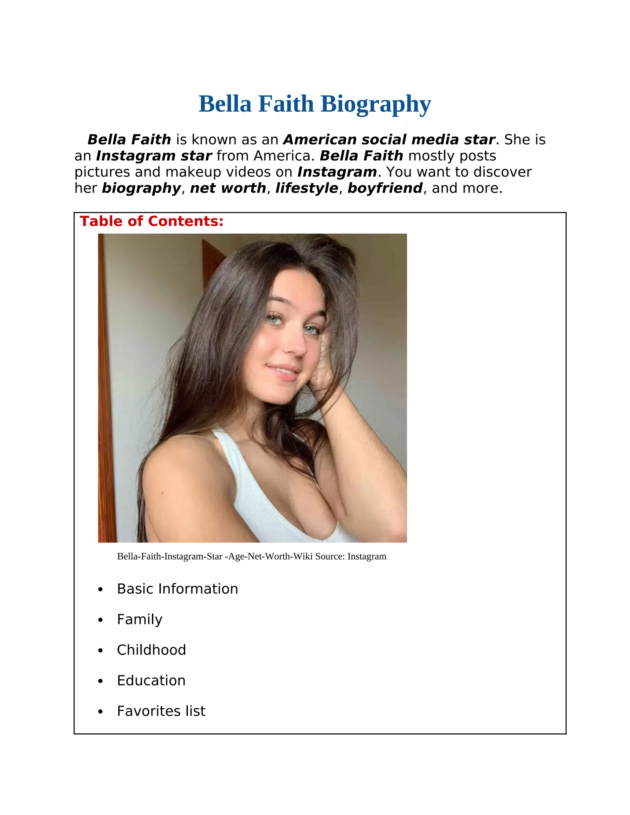 Bella faith-biography | PDF