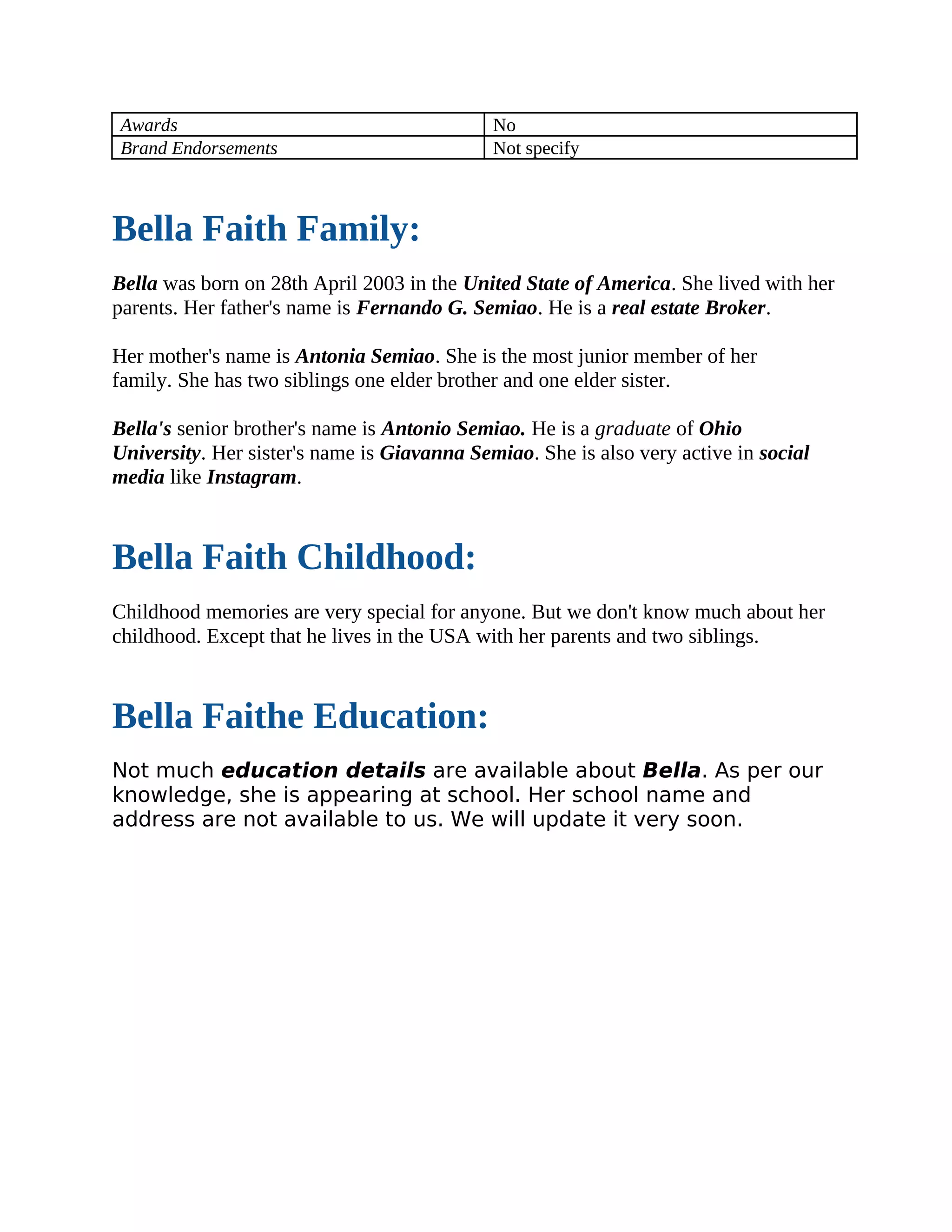 Bella faith-biography | PDF