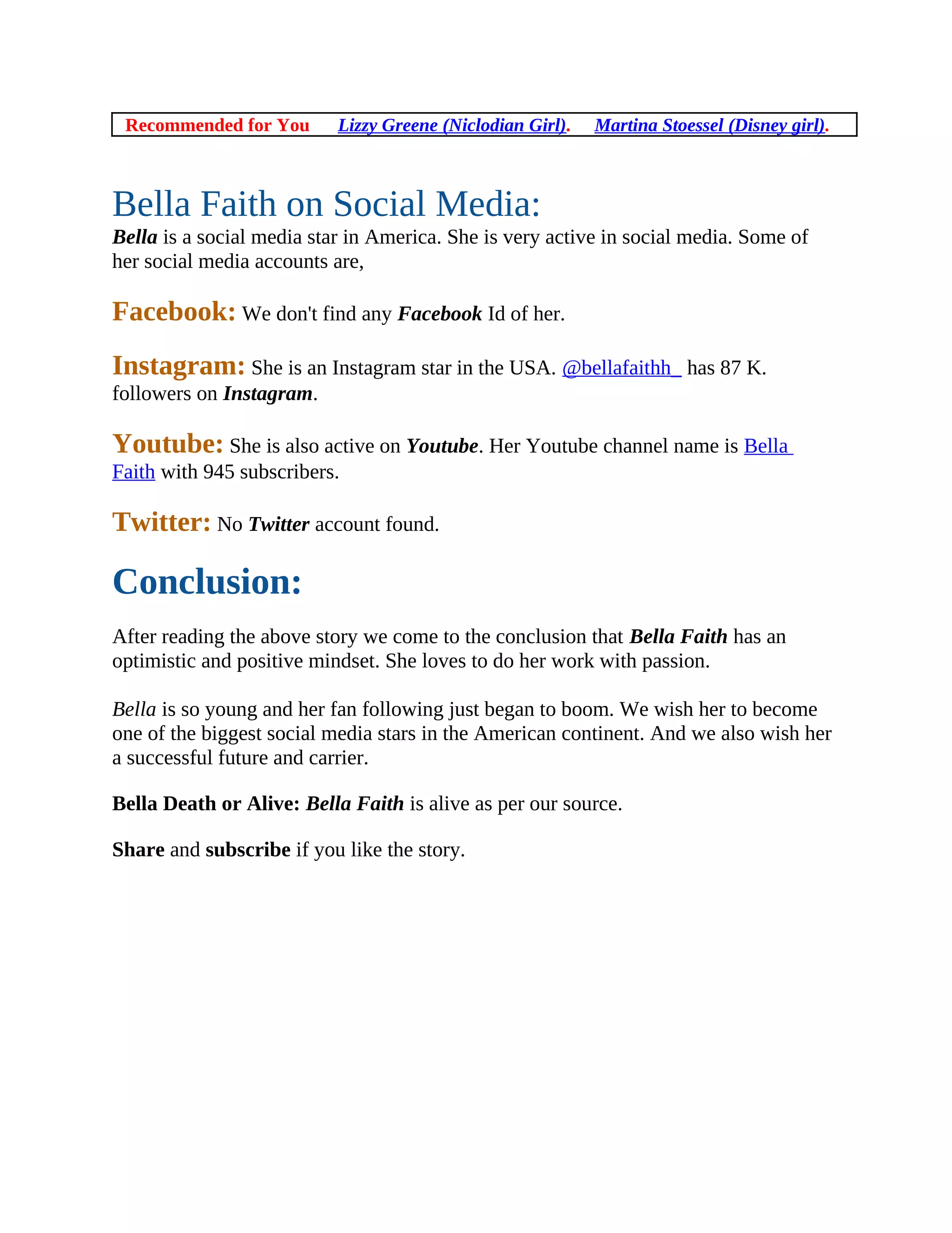 Bella faith-biography | PDF